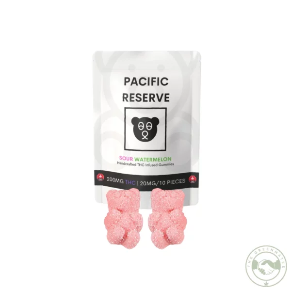 200mg THC Sour Watermelon Gummies | Pacific Reserve - Greenmates Ottawa